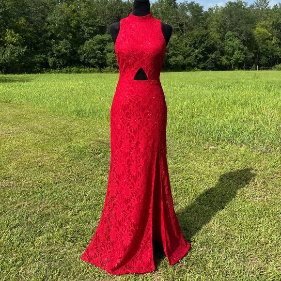 City Triangles | Dresses | Vtg 9s Y2k Jessica Rabbit Red Lace Maxi Prom ...
